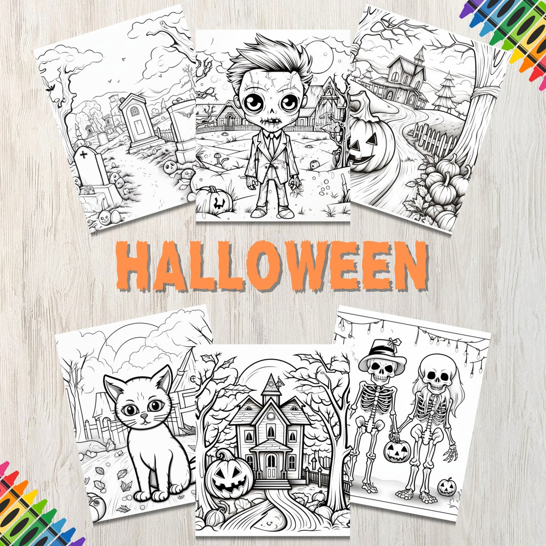 Printable Spooky Halloween Coloring Pages for Kids, Toddlers Coloring ...