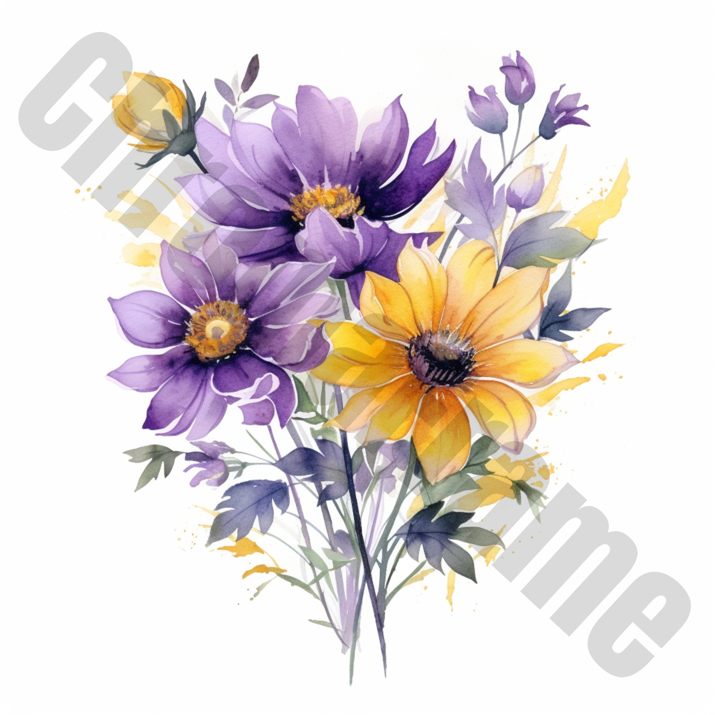 Flowers PNG, Watercolor Flower Clipart, Natural Color Flower ...