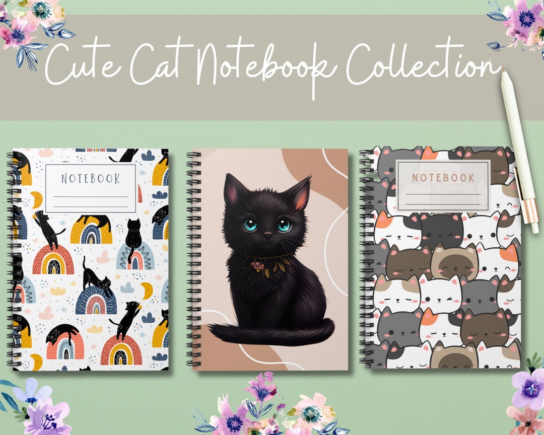 Cute Cat Notebooks 3 Styles of Cartoon Cats on Spiral - Etsy