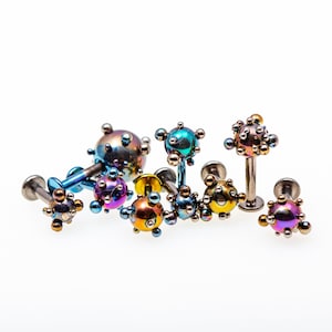 Titanium Labret Post - Conch Piercing Stud - Lip Jewelry - 14G, 16G ...