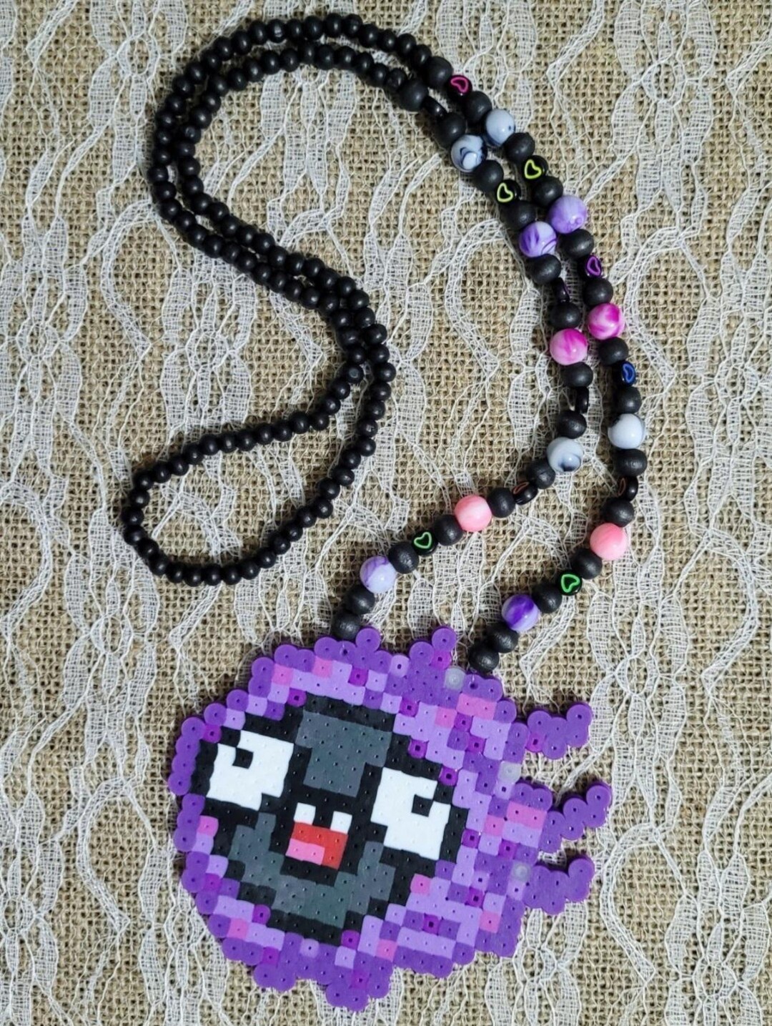 Derpy Gastly Perler Bead Kandi Necklace - Etsy