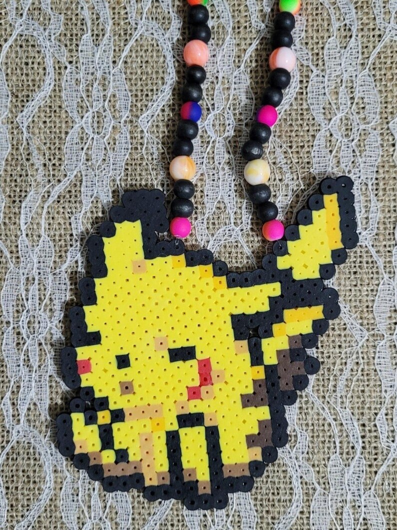 Sleepy Pikachu Perler Bead Kandi Necklace - Etsy