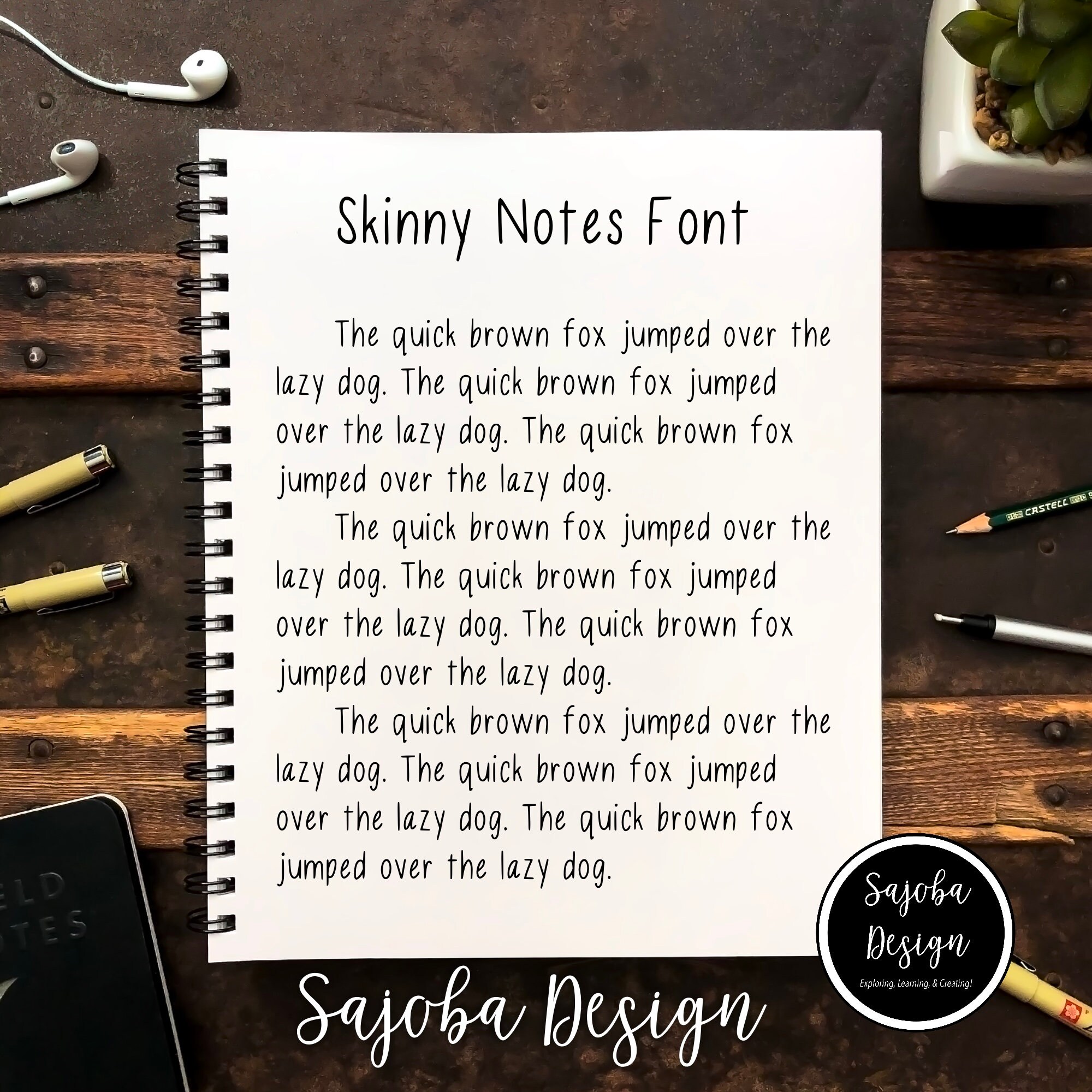 Skinny Notes Font - Handwritten Style (.TTF & .OTF) - Etsy
