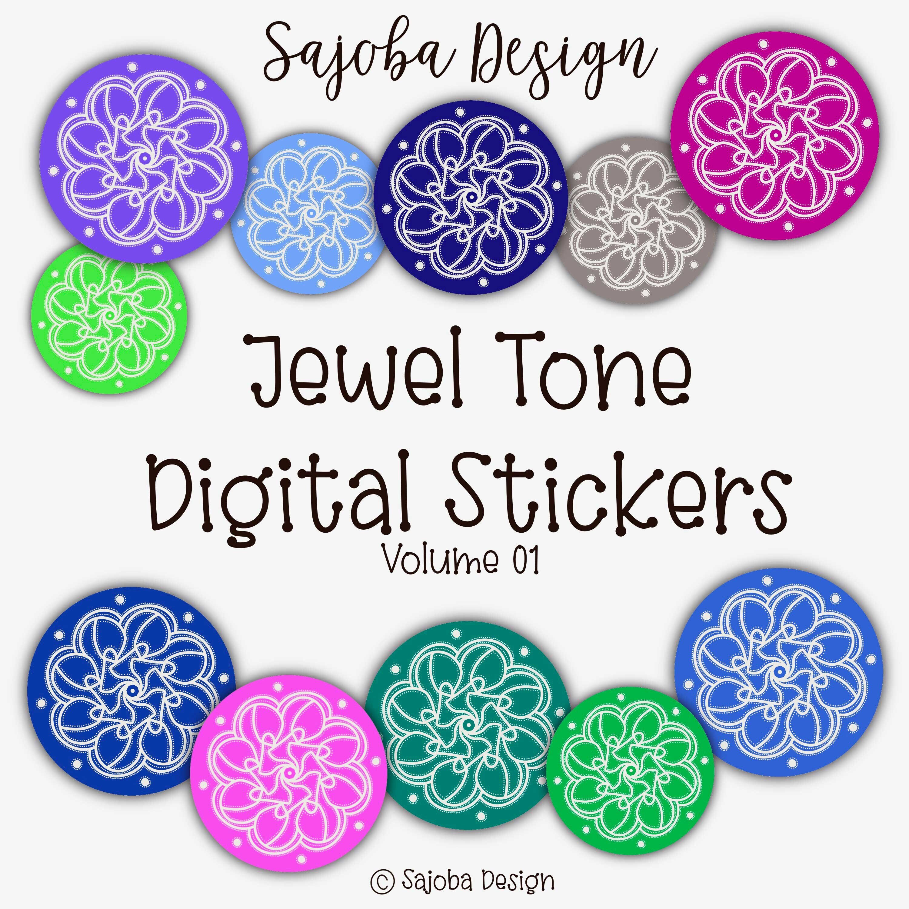 Jewel Tone Digital Stickers--2048 X 2048px--png || Digital Sticker ...