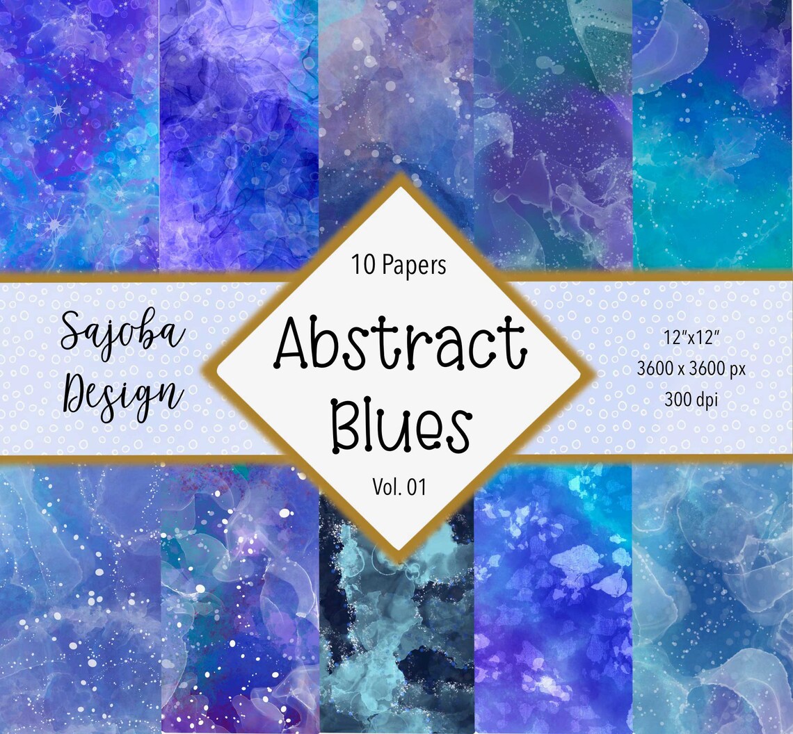 Abstract Blues-vol. 01--- Digital Papers---12x12 Inches---3600 X 3600 ...