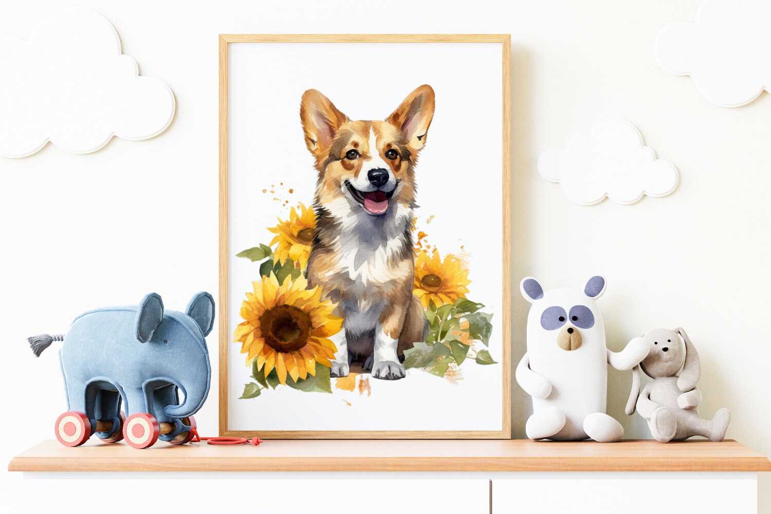 Puppies Watercolor Clipart Bundle Dogs With Sunflowers Watercolor ...