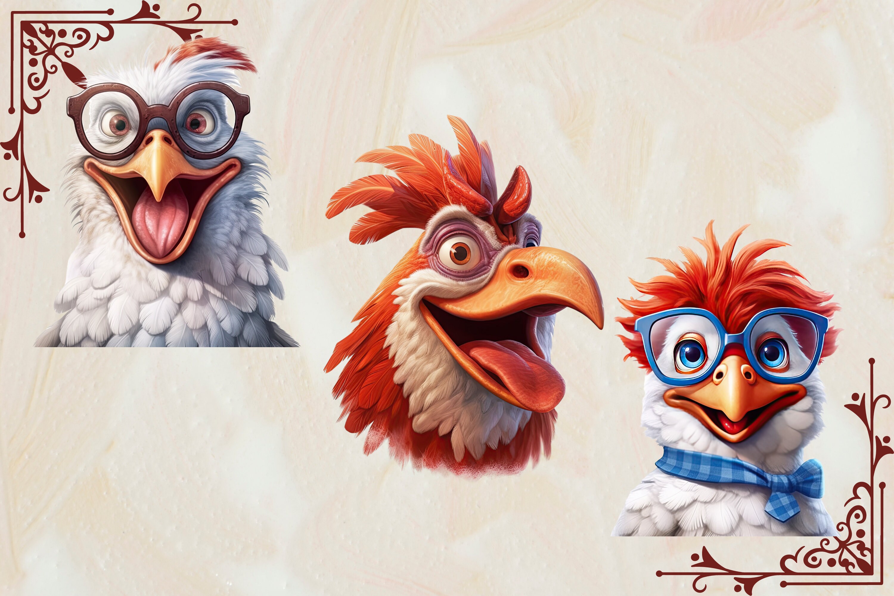 Funny Chicken Clipart PNG 8 Funny Farm Animals Clipart Chicken ...