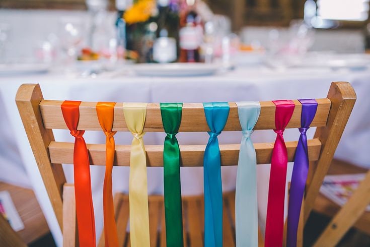 Rainbow Chair Decor Romantic Silk Chiavari Chair Sash, Chair Cover ...