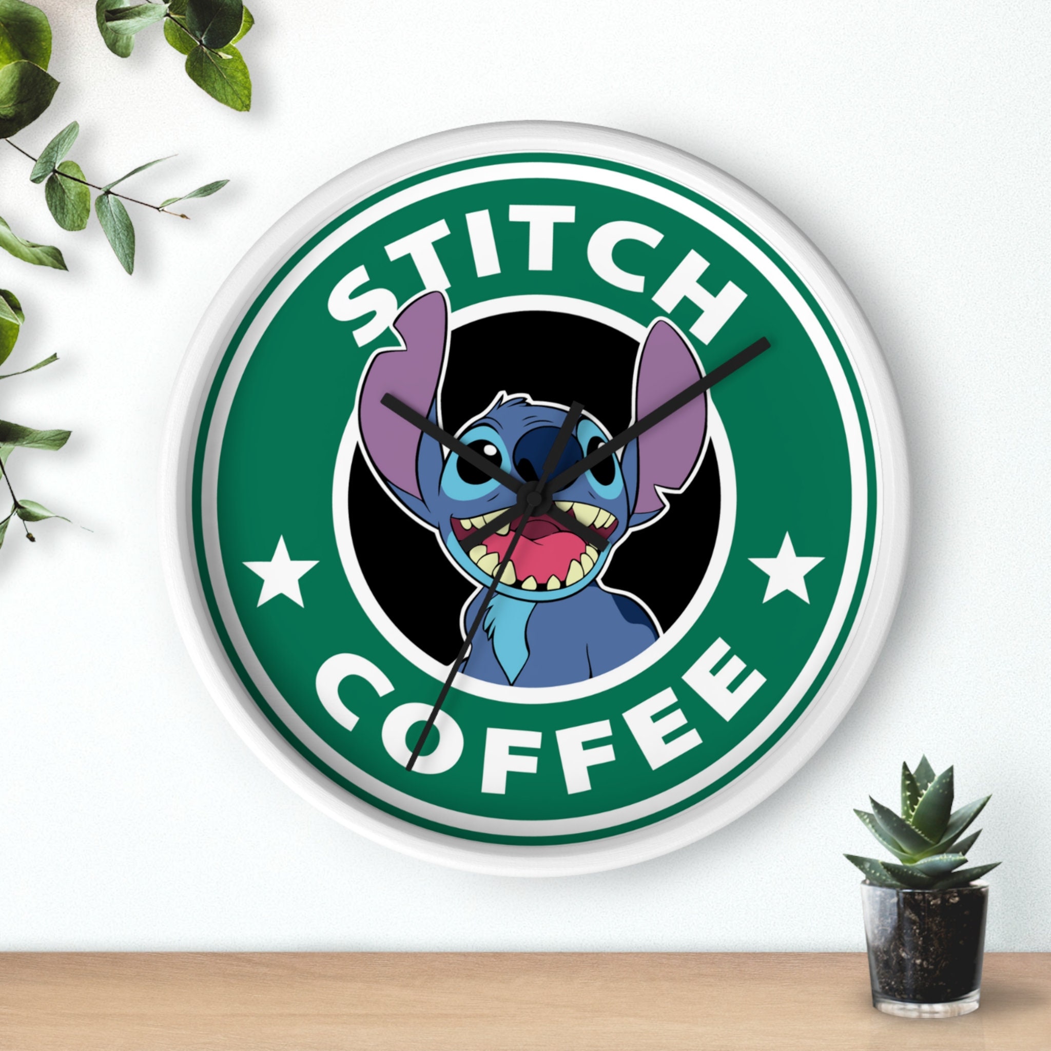 Stitch Coffee Wall Clock, Lilo and Stitch, Disney Wall Clock, Stitch ...