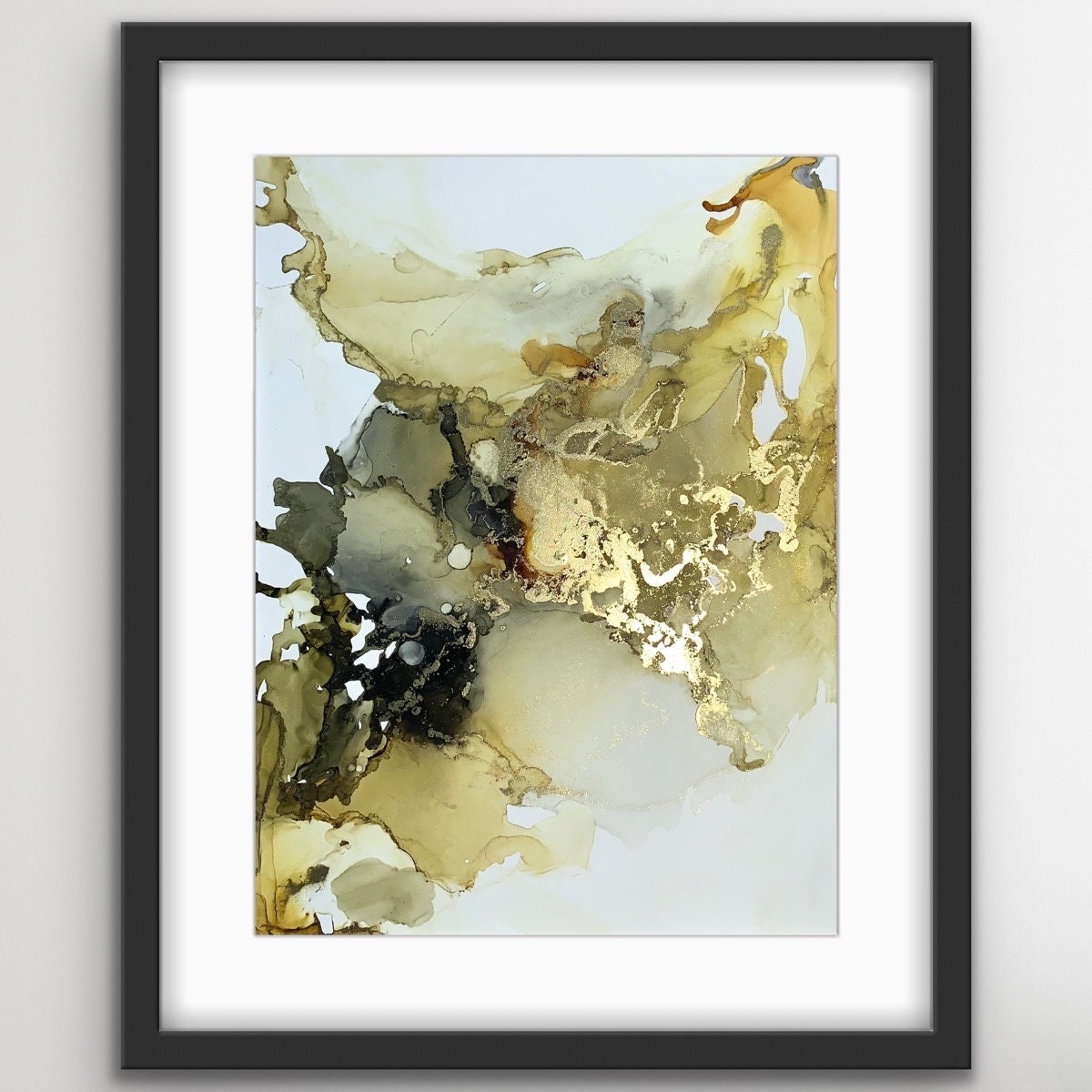 Set of 2 Original Abstract Art A4 Size Triptych Paintings Ink Artwork ...