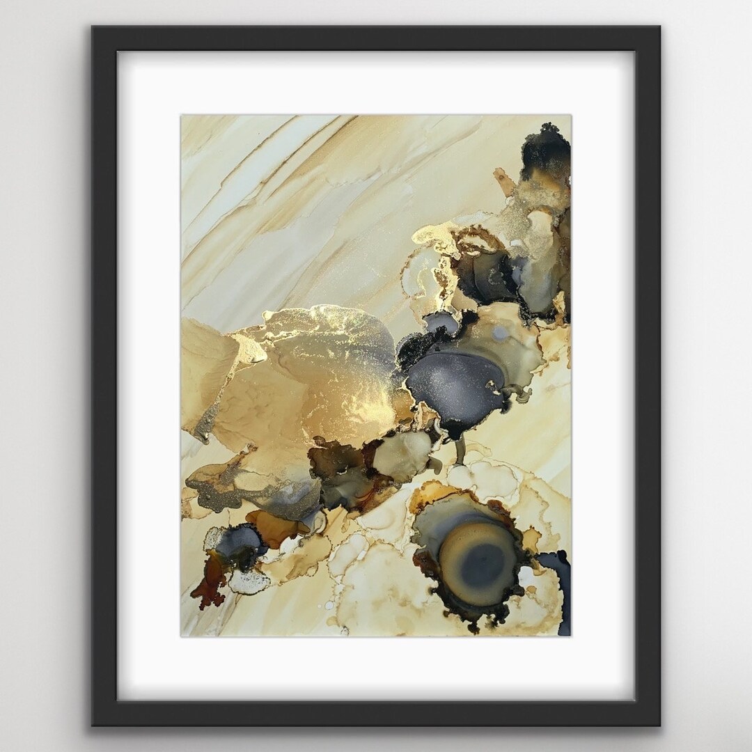 Original Abstract Art A4 Size Painting Fluid Ink Artwork Wall Decor ...