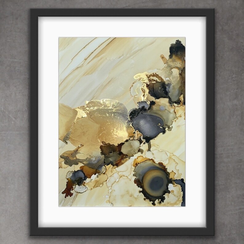Original Abstract Art A4 Size Painting Fluid Ink Artwork Wall Decor ...