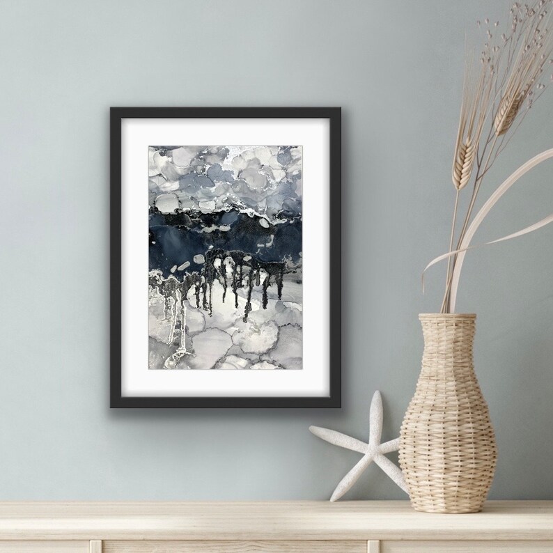 Original Abstract Art A4 Size Painting Alcohol Ink Fluid Art Wall Decor ...