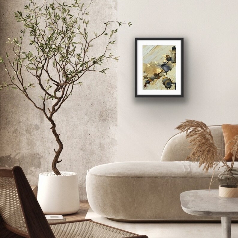 Original Abstract Art A4 Size Painting Fluid Ink Artwork Wall Decor ...
