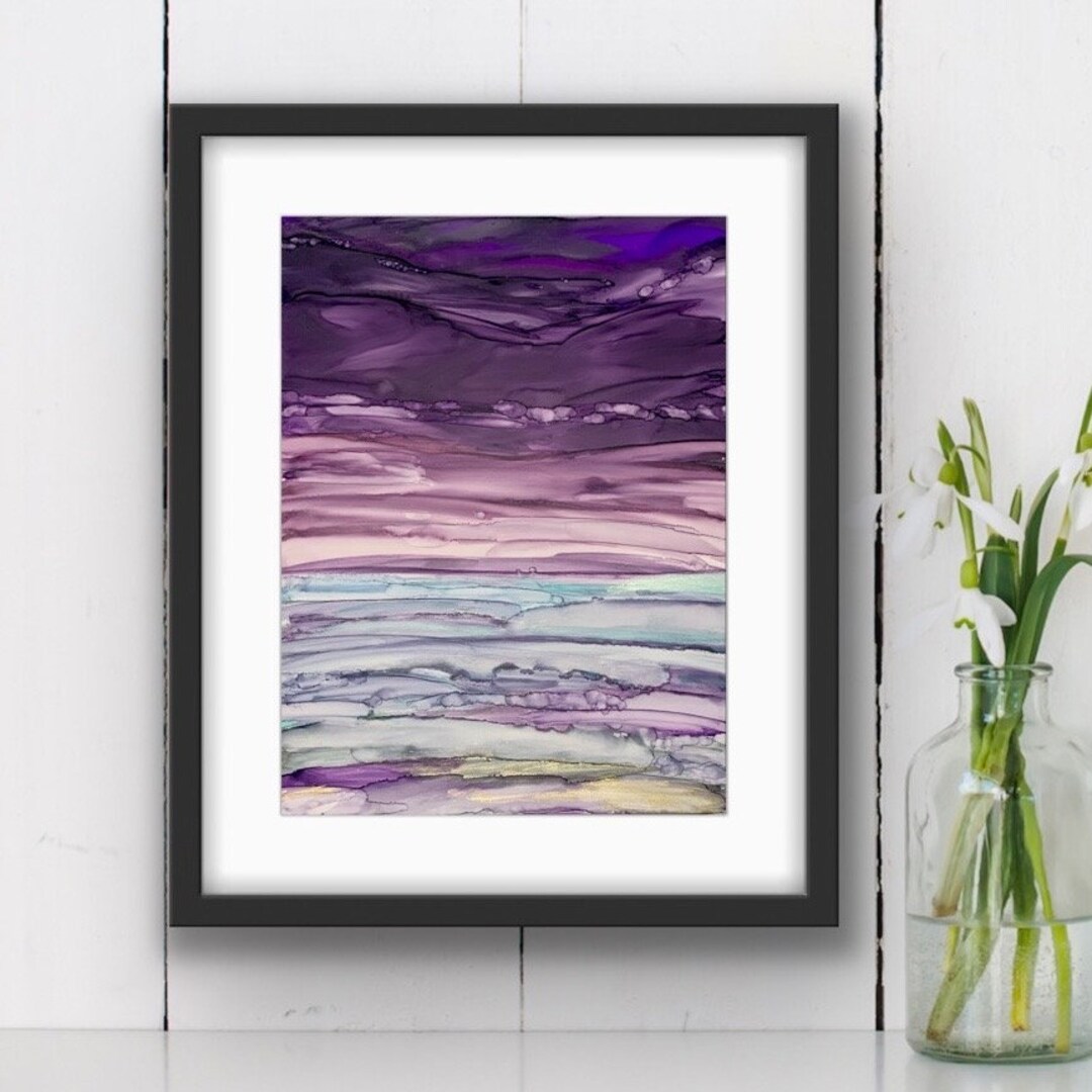 Original Abstract Art Seascape Painting Alcohol Ink Fluid Art Wall ...