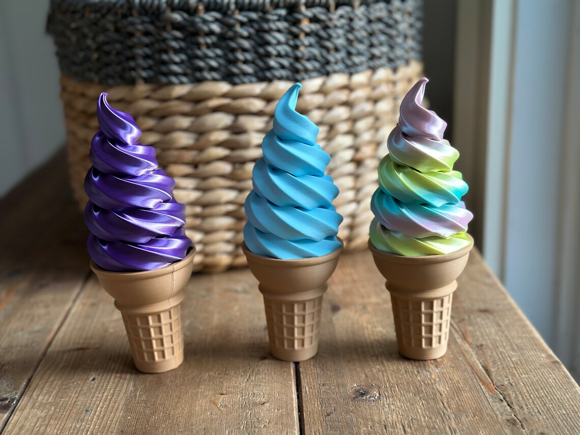 Fun Soft Serve Ice Cream Cone 3D Printed - Etsy