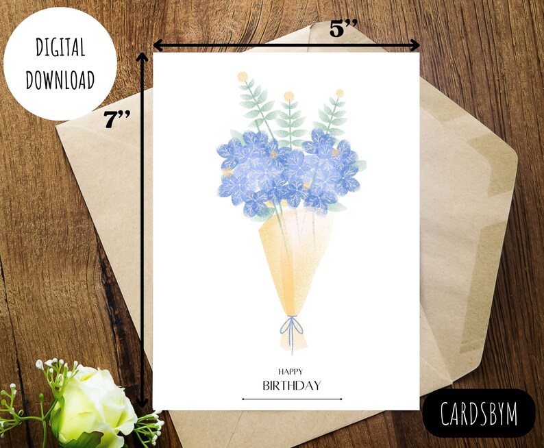 Printable Birthday Card 5 X 7 Inch Incl. FREE Envelope - Etsy