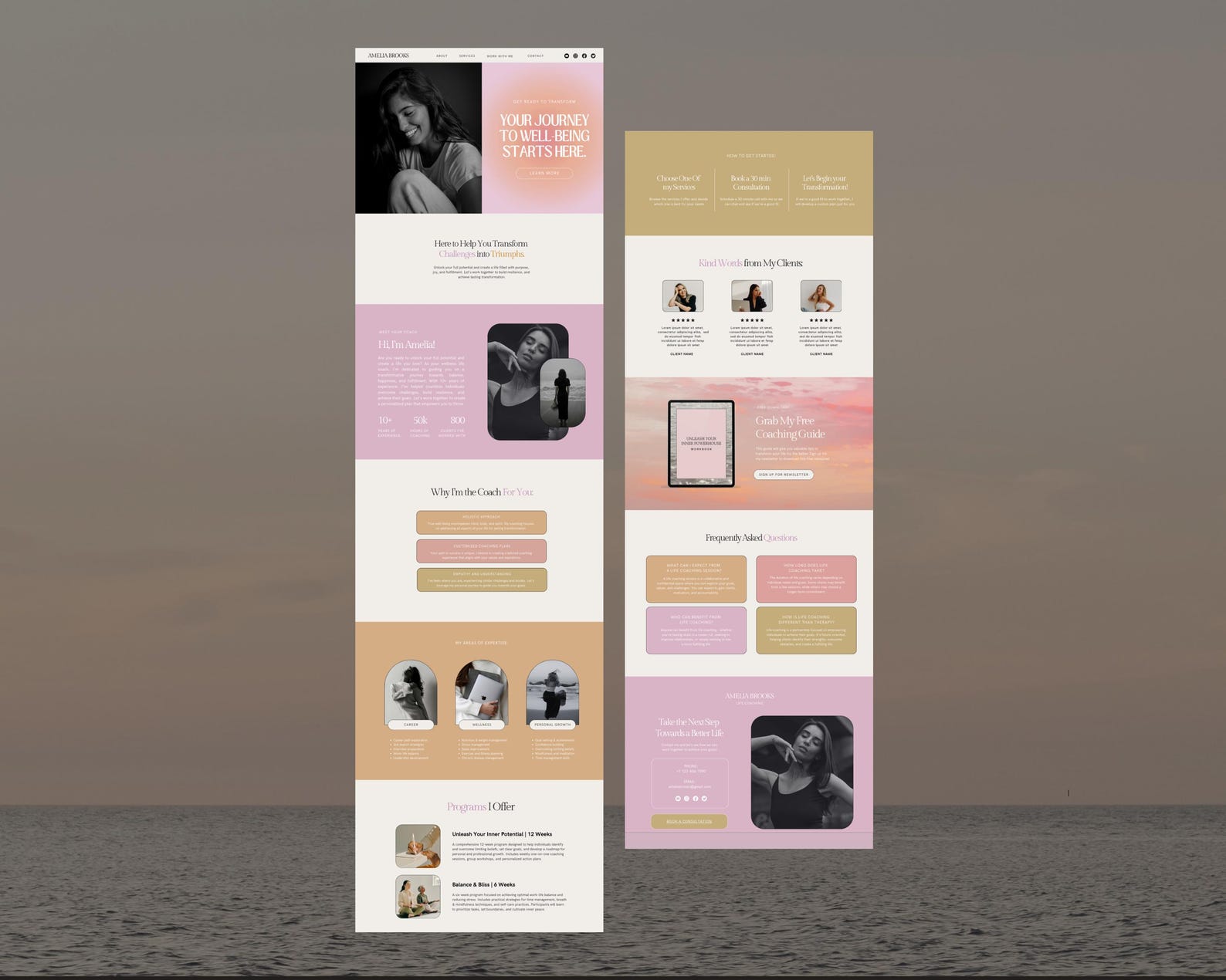 Life Coach Website Template, Canva Website, Coaching Template, Landing ...