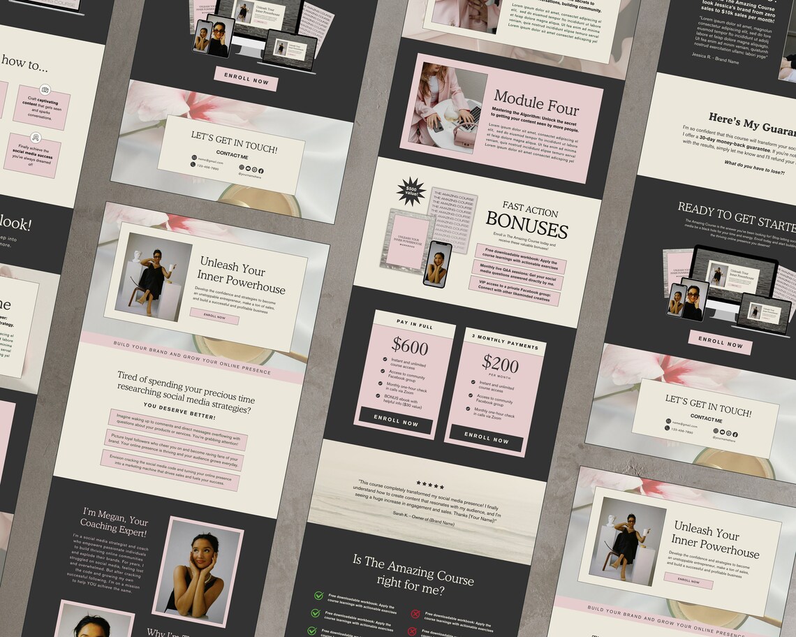 Course Sales Page Canva Template, Online Course Landing Page, Coaching ...