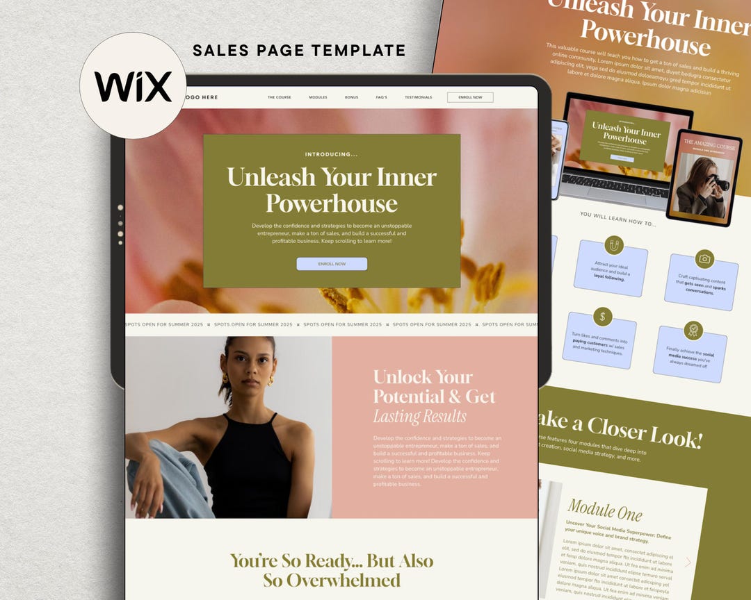 Wix Website Sales Page Template, Online Course Landing Page, High ...