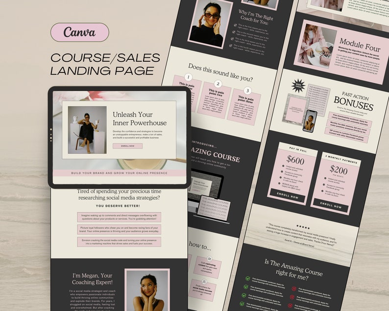 Course Sales Page Canva Template, Online Course Landing Page, Coaching Sales Page, High ...