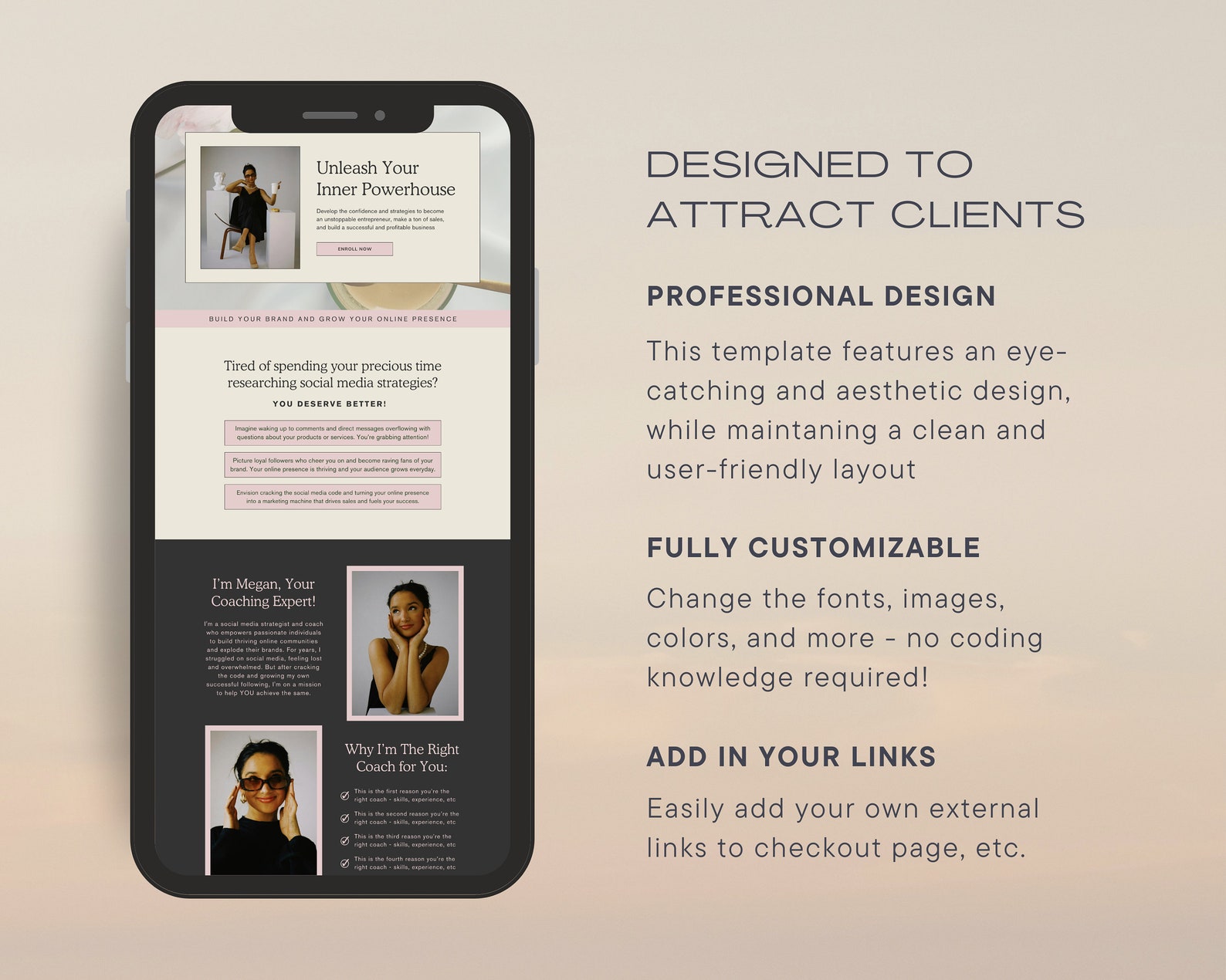 Course Sales Page Canva Template, Online Course Landing Page, Coaching ...