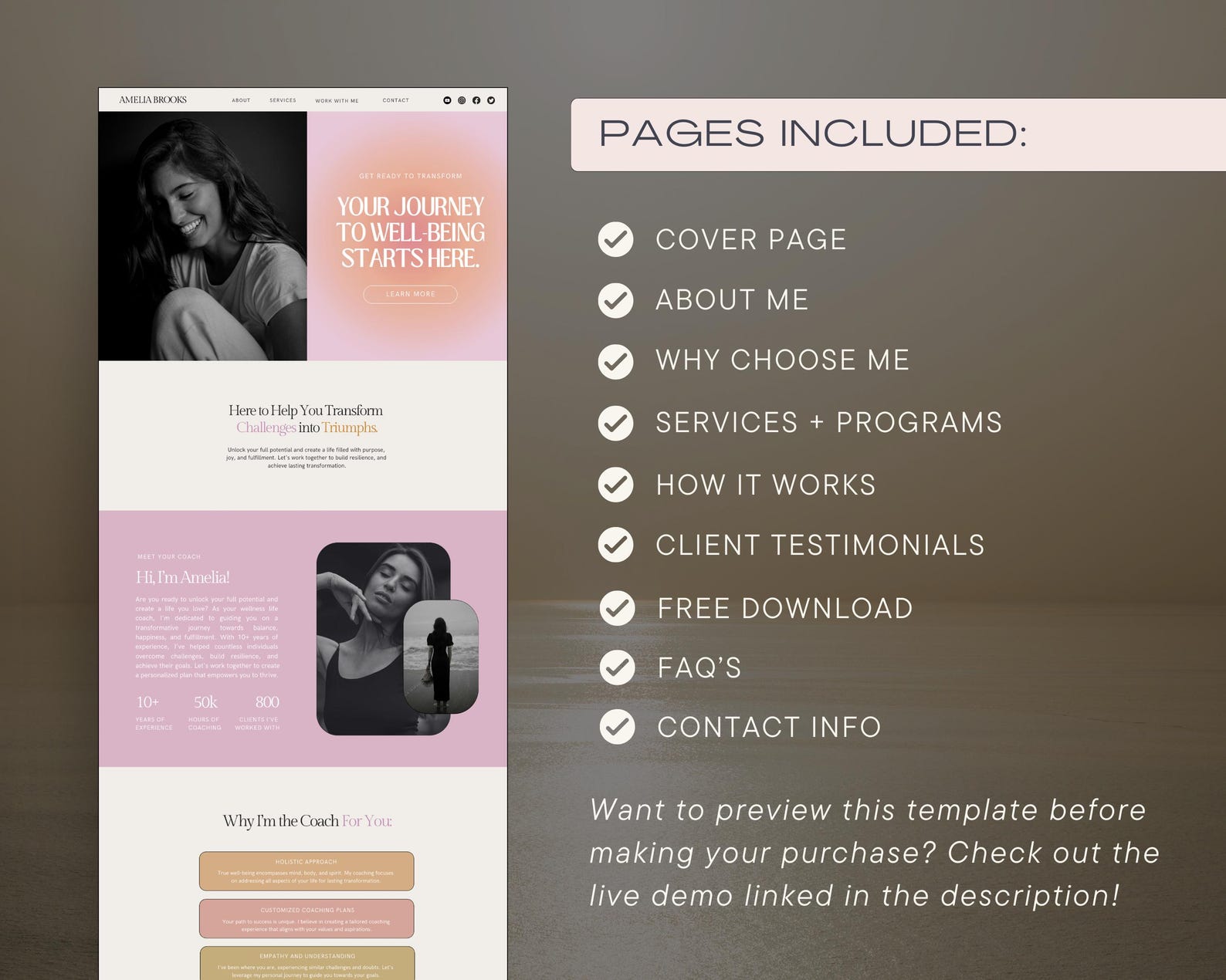 Life Coach Website Template, Canva Website, Coaching Template, Landing ...