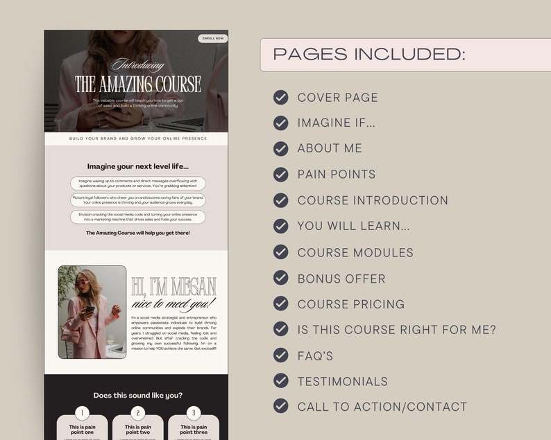 Course Sales Page Canva Template, Online Course Landing Page, Coaching ...