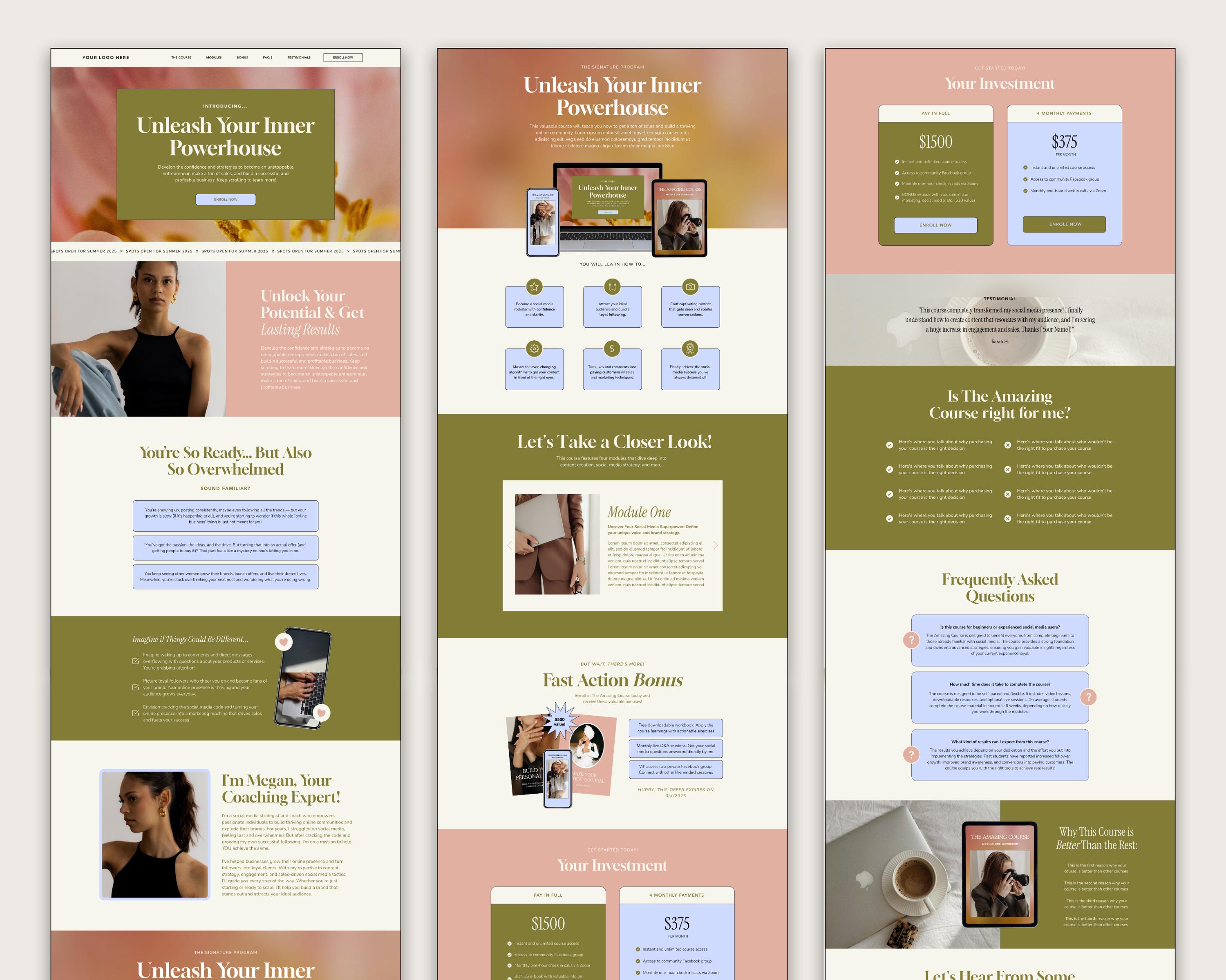 Wix Website Sales Page Template, Online Course Landing Page, High ...