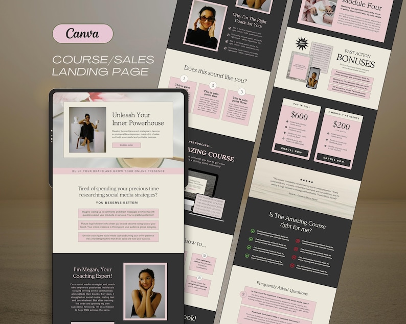 Course Sales Page Canva Template, Online Course Landing Page, Coaching Sales Page, High ...