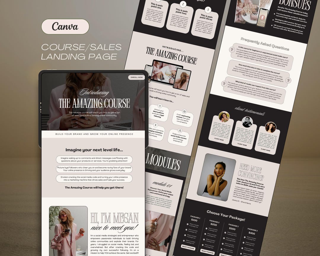 Course Sales Page Canva Template, Online Course Landing Page, Coaching Sales Page, High ...