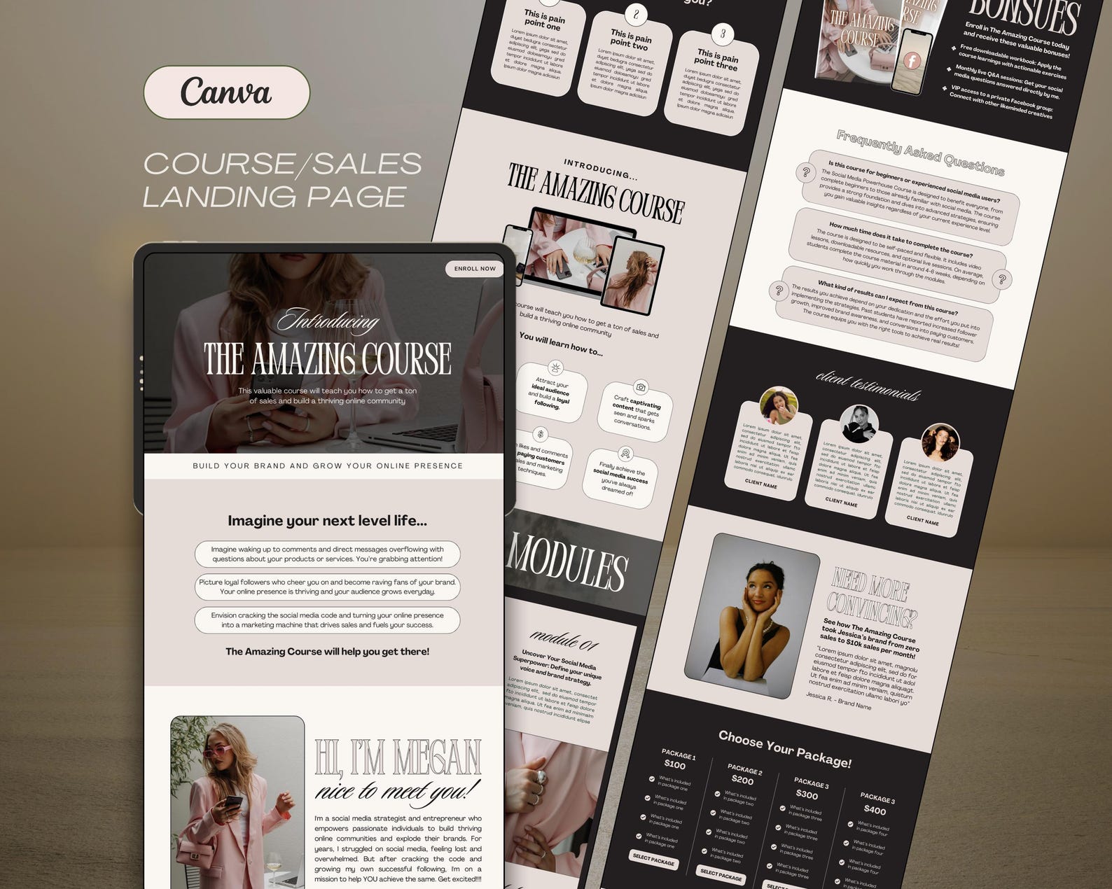 Course Sales Page Canva Template, Online Course Landing Page, Coaching ...
