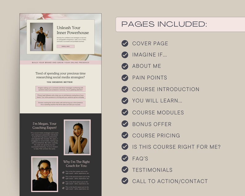 Course Sales Page Canva Template, Online Course Landing Page, Coaching ...