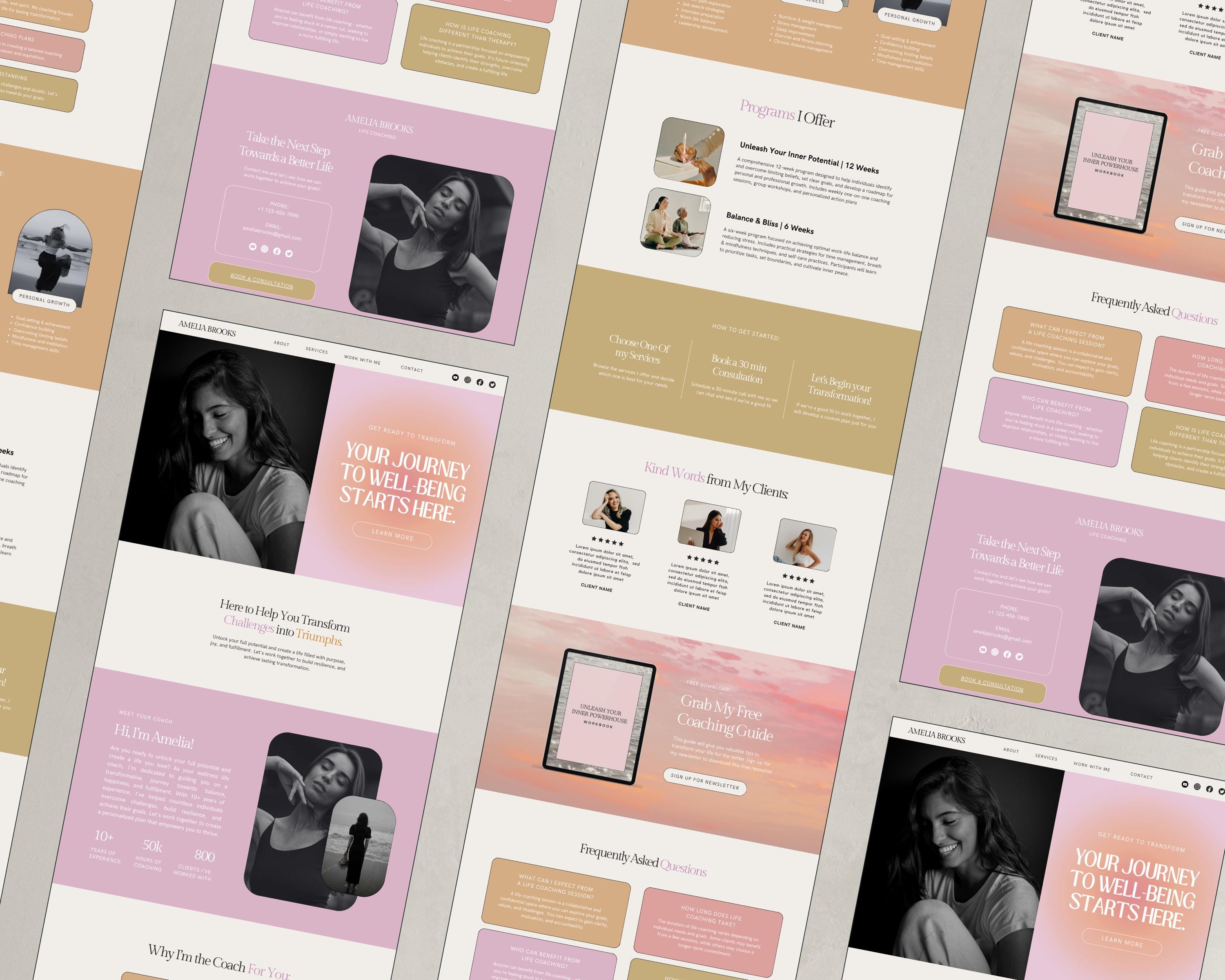 Life Coach Website Template, Canva Website, Coaching Template, Landing ...