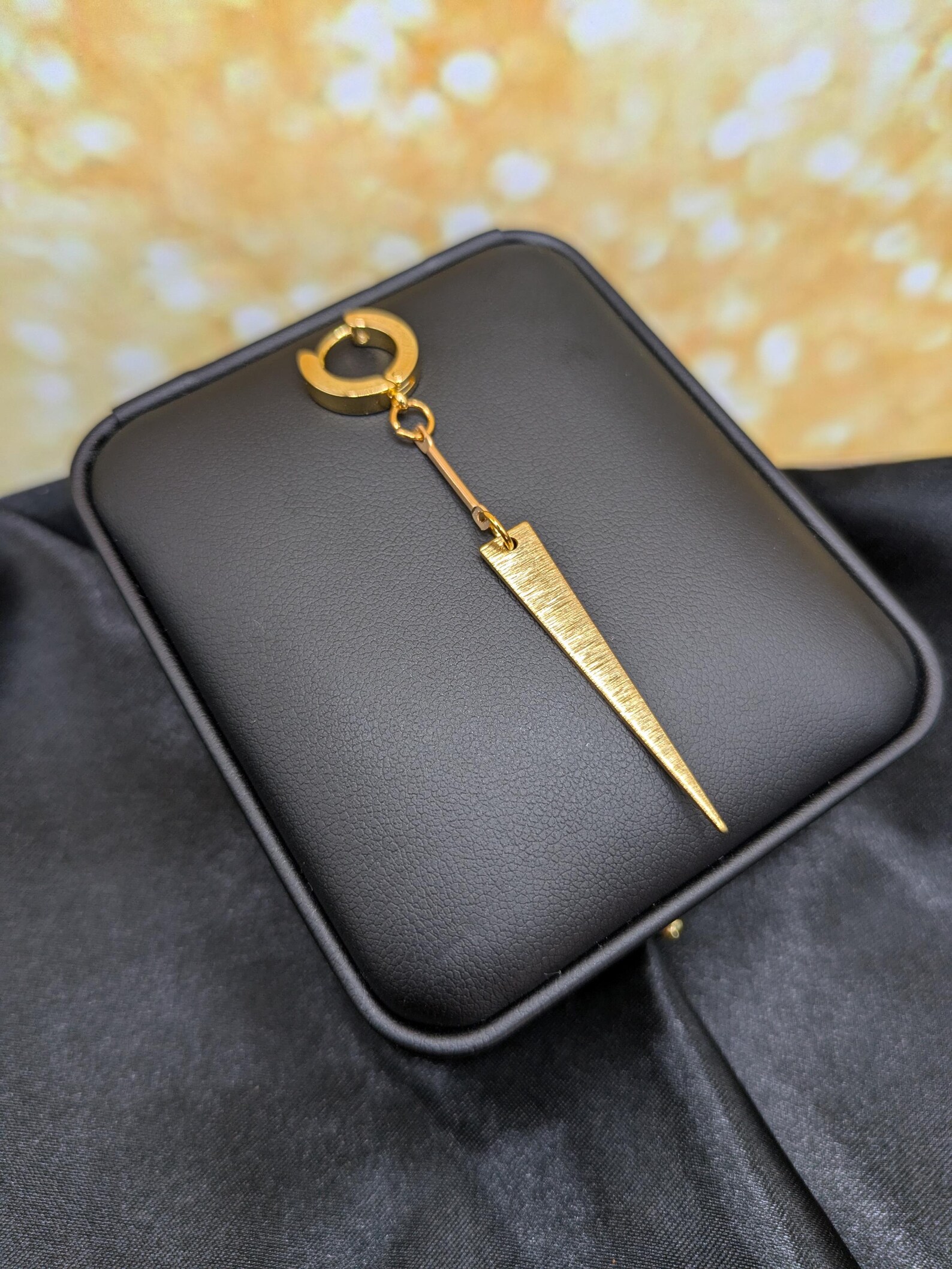 Gold Spike Drop Earring Single Triangle Dangle Drop Hoop Men’s ...