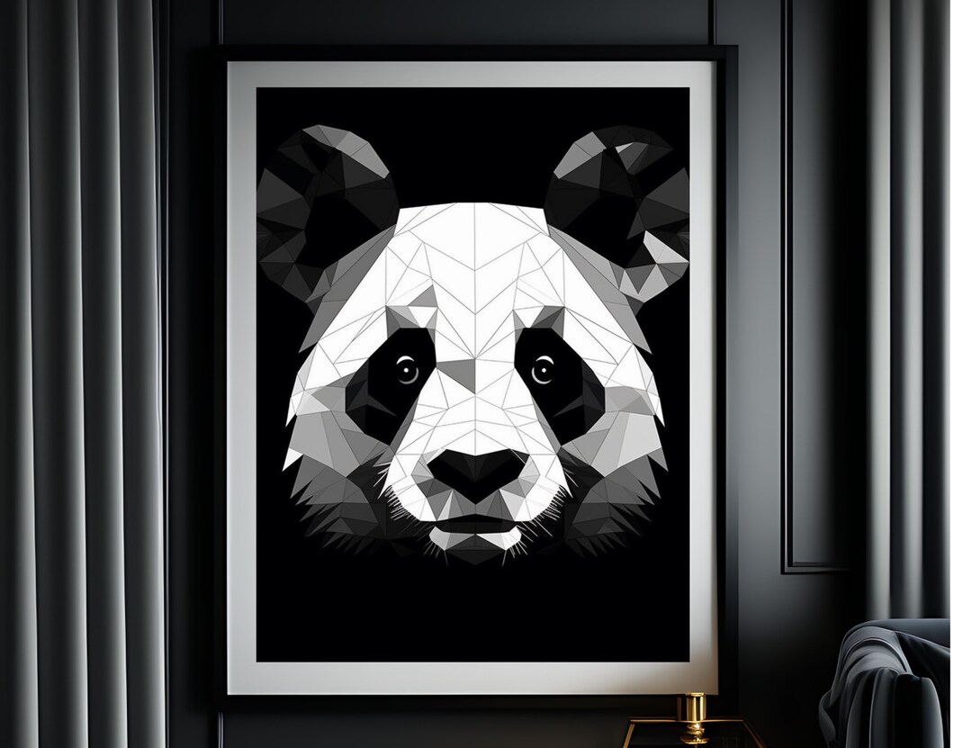 Panda Art Print, Panda Head Art Print, Nature Art Print, Geometric Art ...