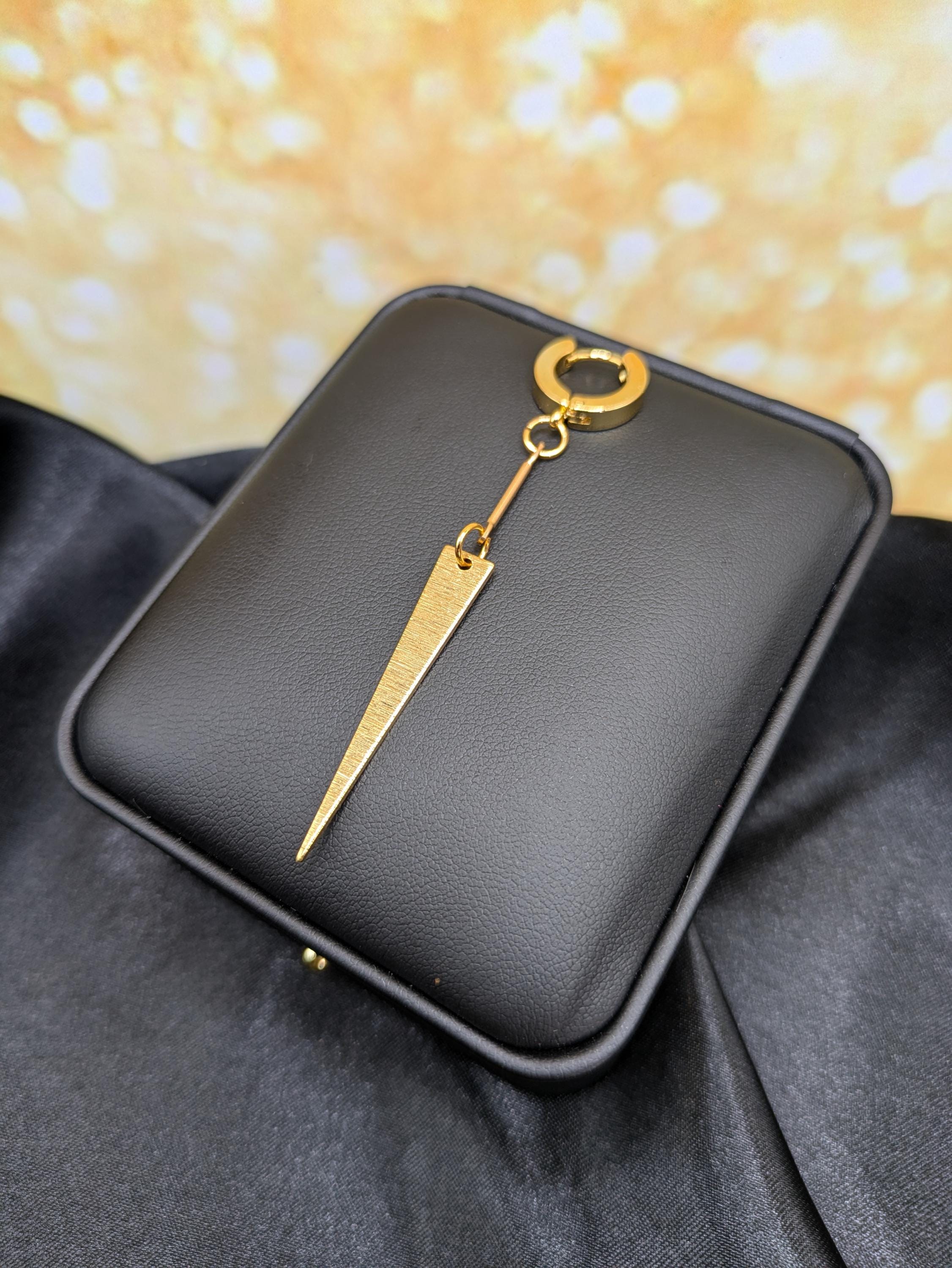 Gold Spike Drop Earring Single Triangle Dangle Drop Hoop Men’s ...