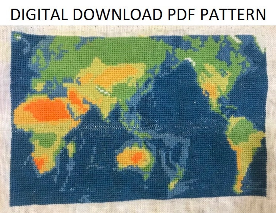 Map of the World Cross-stitch Pattern - PDF Digital Download - Etsy