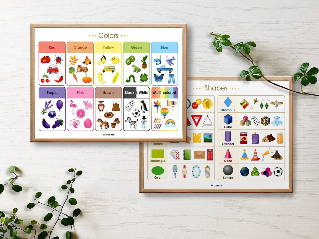 Color Poster Shapes Poster Bundle Color Chart Shape Chart Printable Set ...