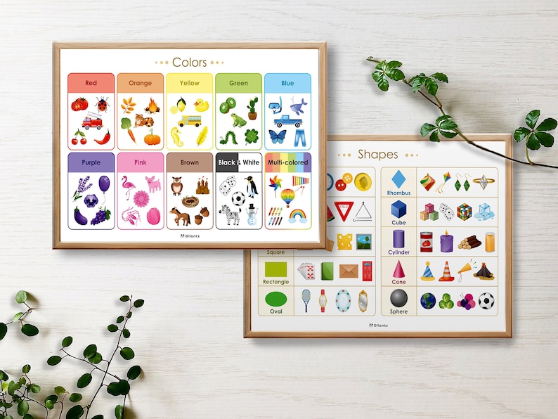 Color Poster Shapes Poster Bundle Color Chart Shape Chart Printable Set ...