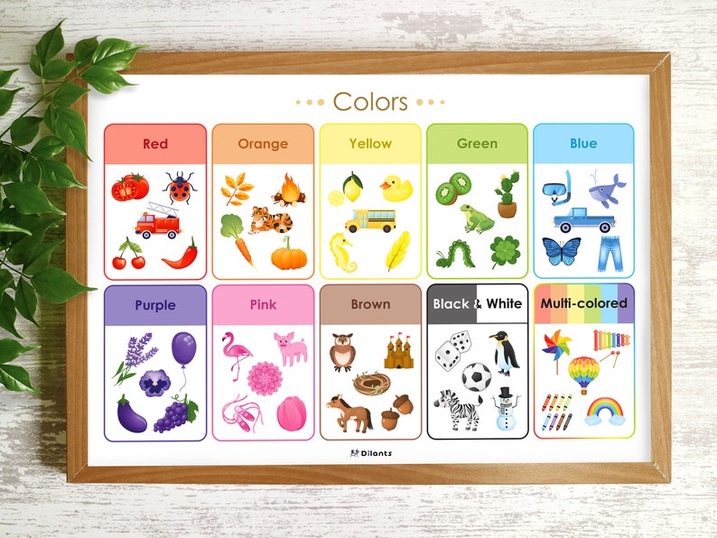 Color Poster Colors Chart for Young Children Kindergarten Preschool ...