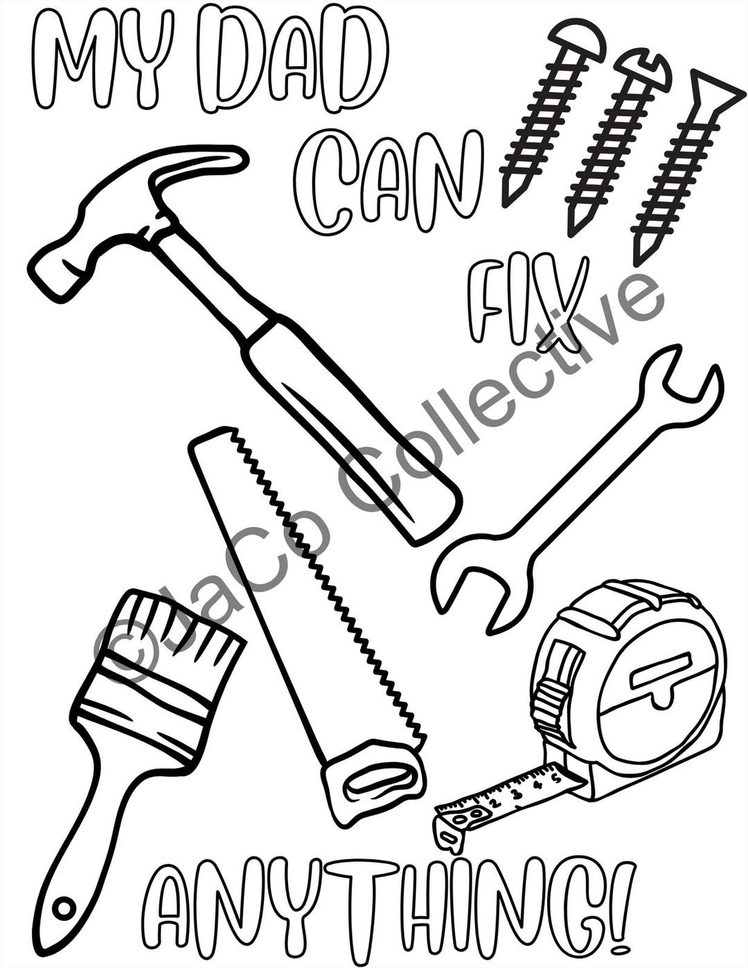 Printable “my (dad, or Papa) Can Fix Anything” Coloring Page - Etsy