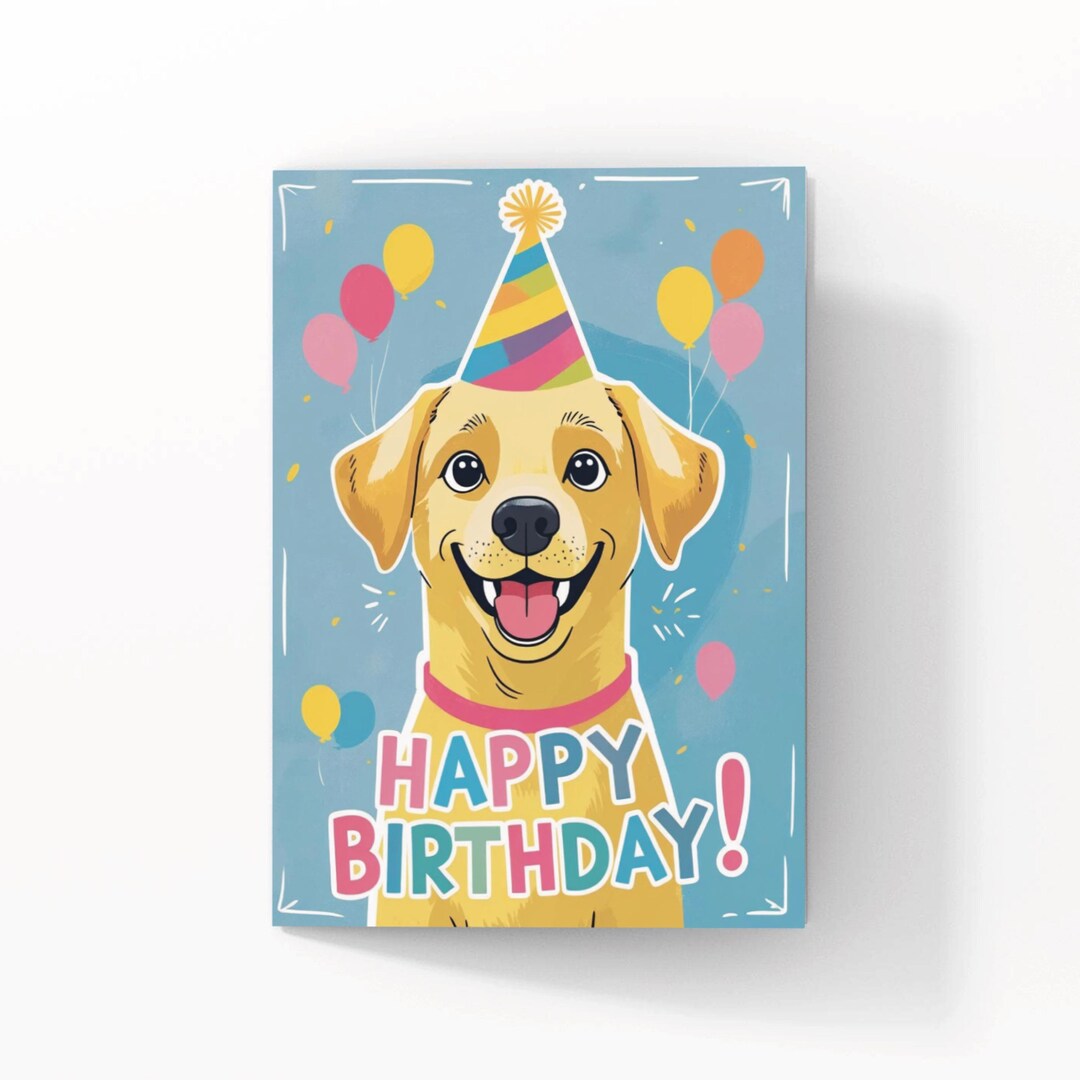 Golden Retriever Birthday Card ~ Cute Dog Card ~ Kids Birthday Card ...