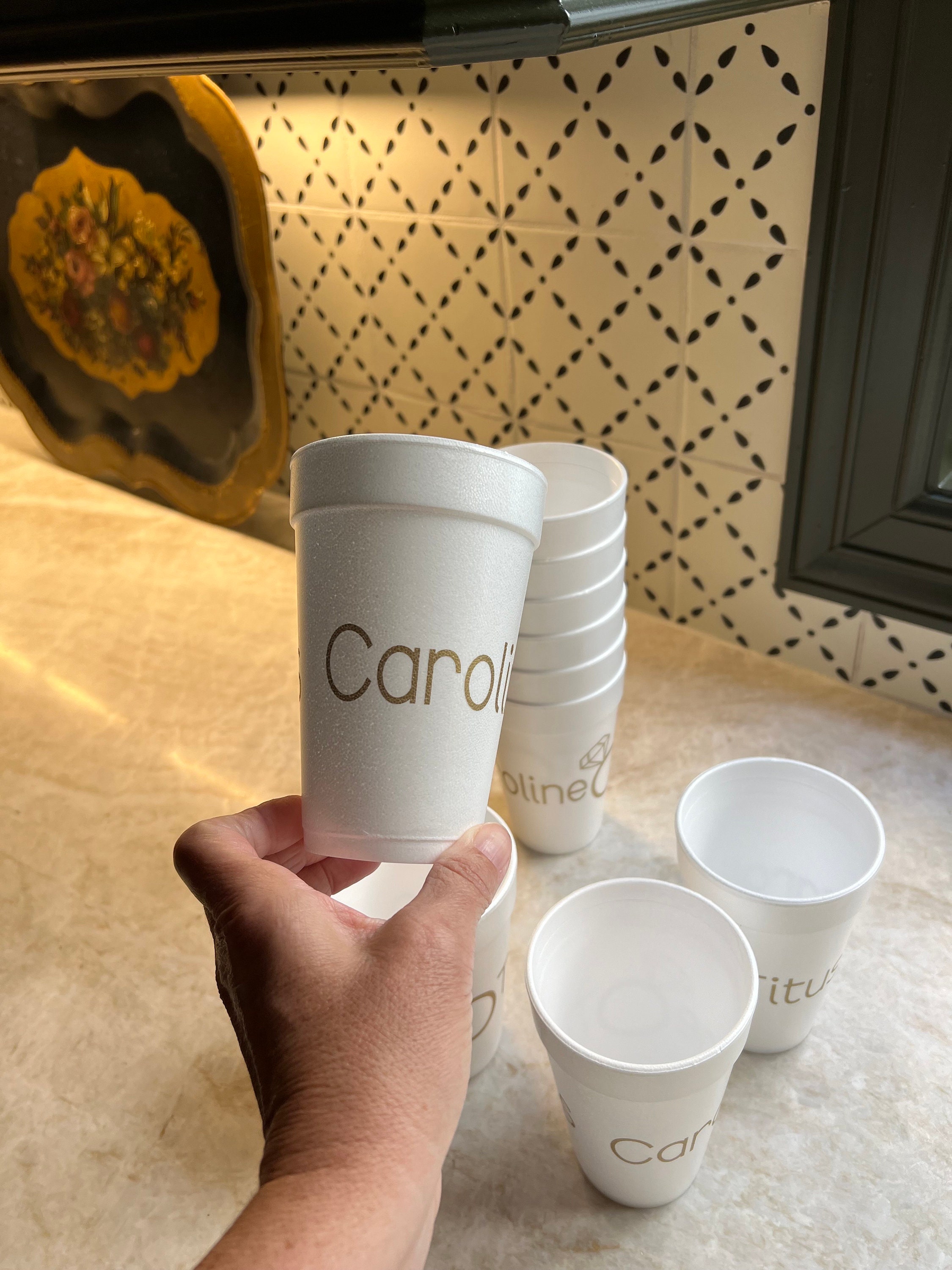 Engagement Ring Diamond Styrofoam Cups 16 Ounce Personalized With Names ...