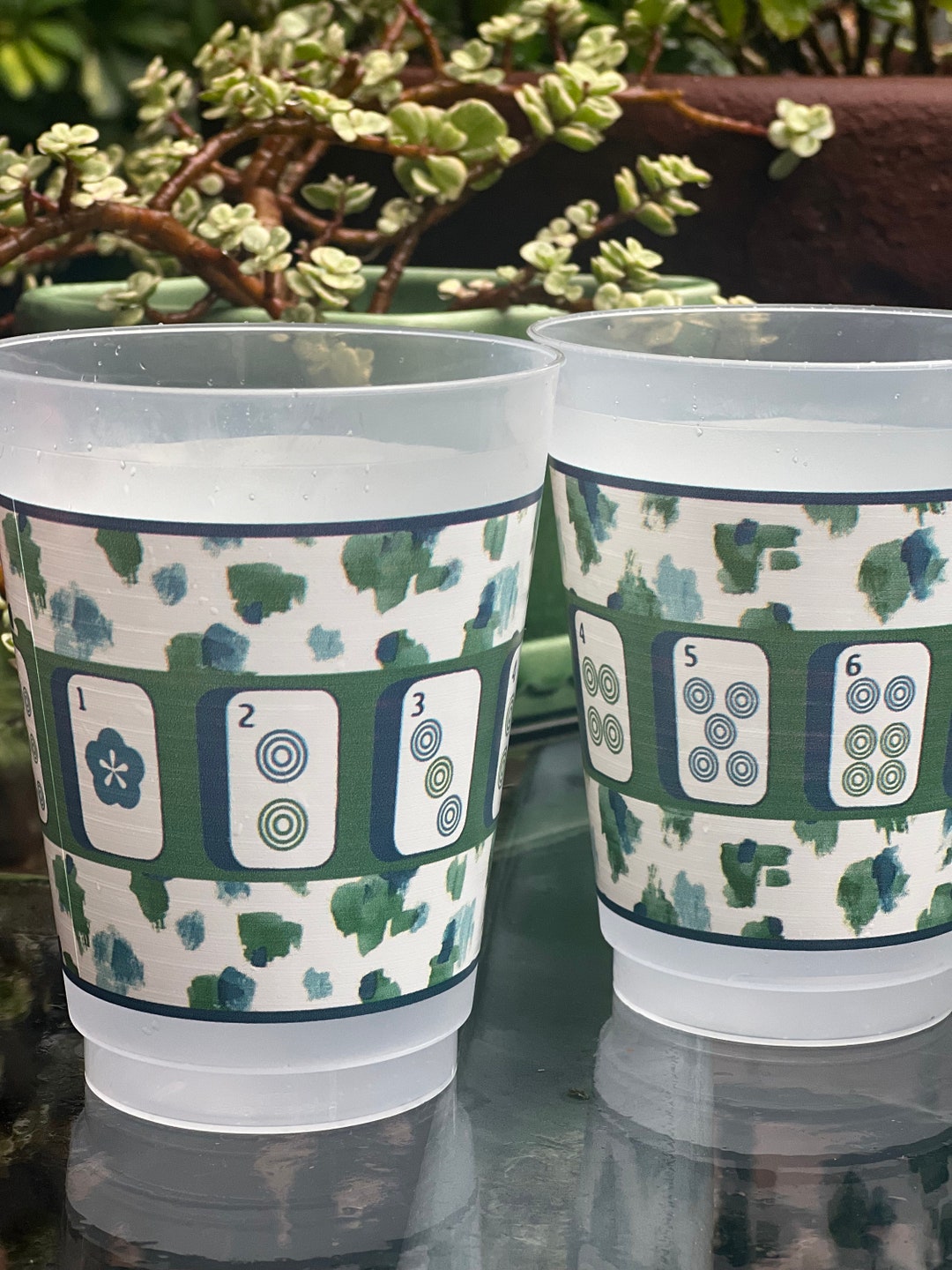 Mahjong Cup Blue Green White Stunning 16 Oz Frostflex Cup With Mahjong ...