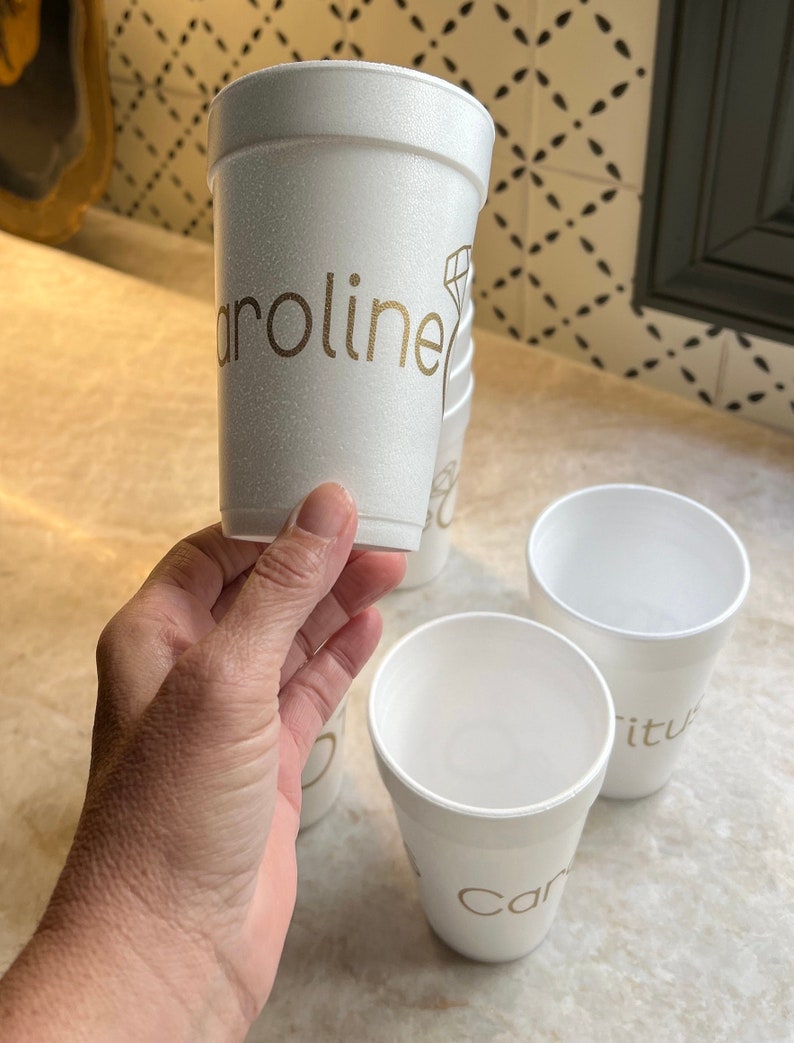 Engagement Ring Diamond Styrofoam Cups 16 Ounce Personalized With Names ...
