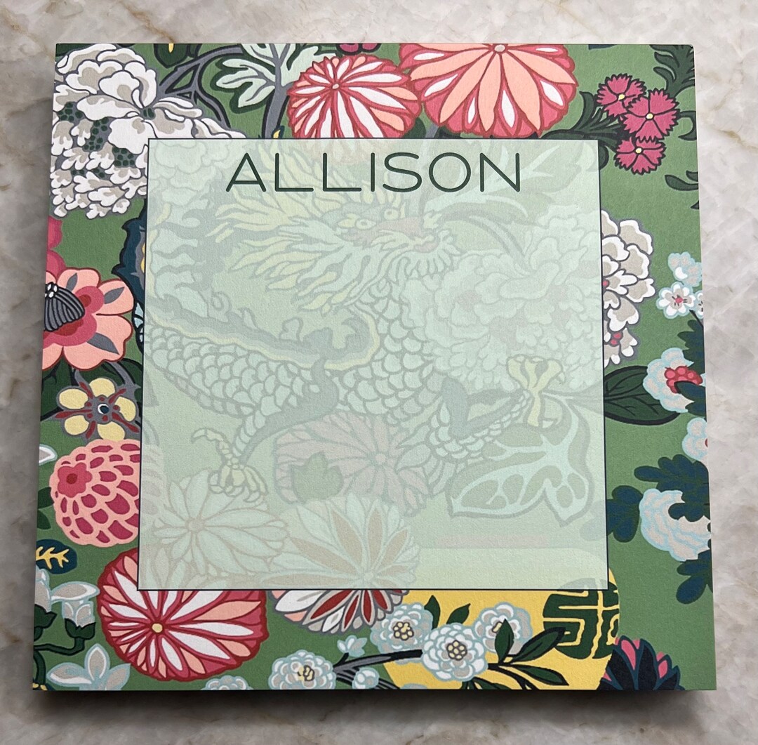 Chiang Mai Chinoiserie Pistachio Notepad Personalized With Name of Your ...