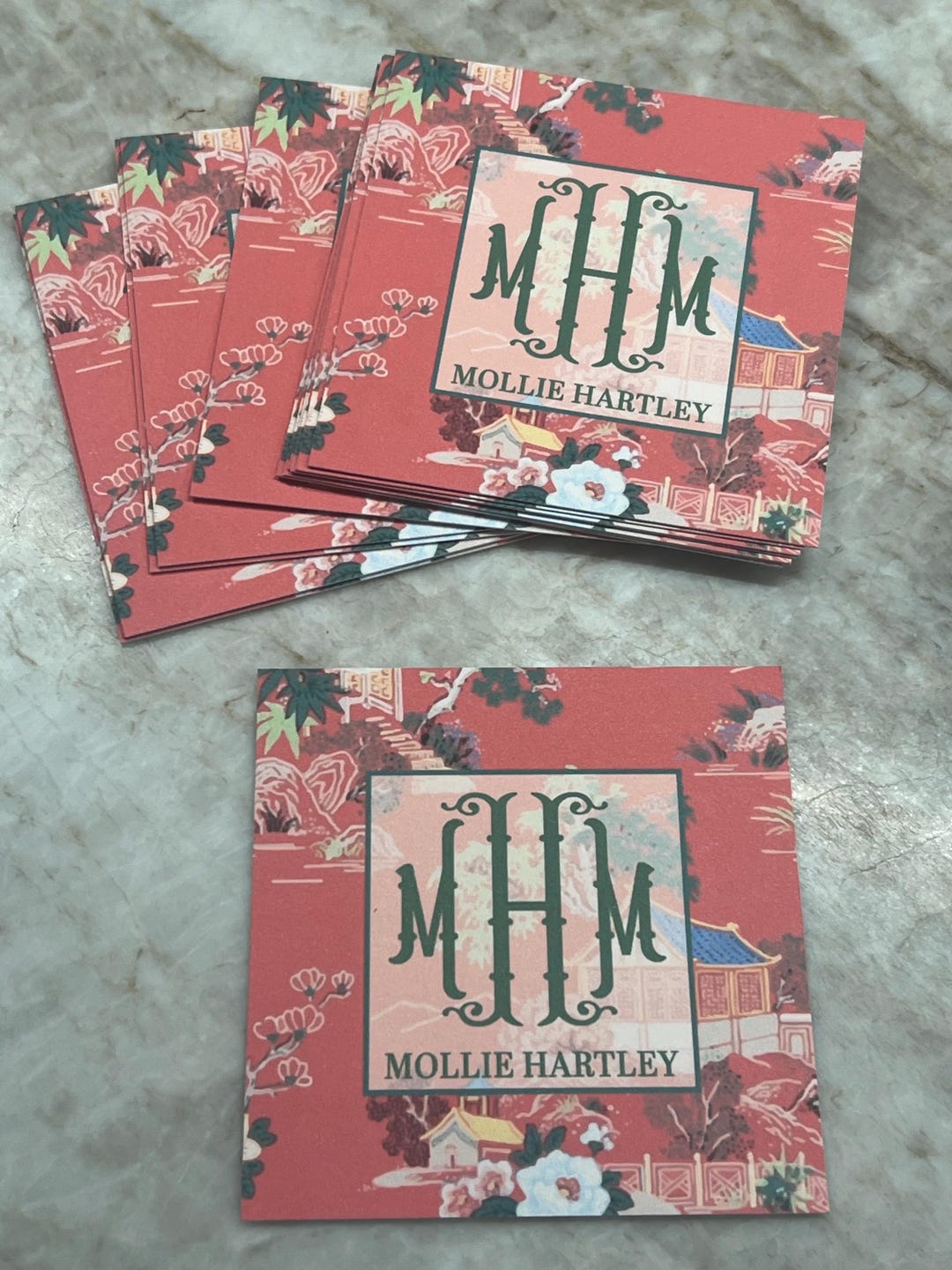 Enclosure Gift Card & Stickers | Red Chinoiserie Historical Wallpaper ...