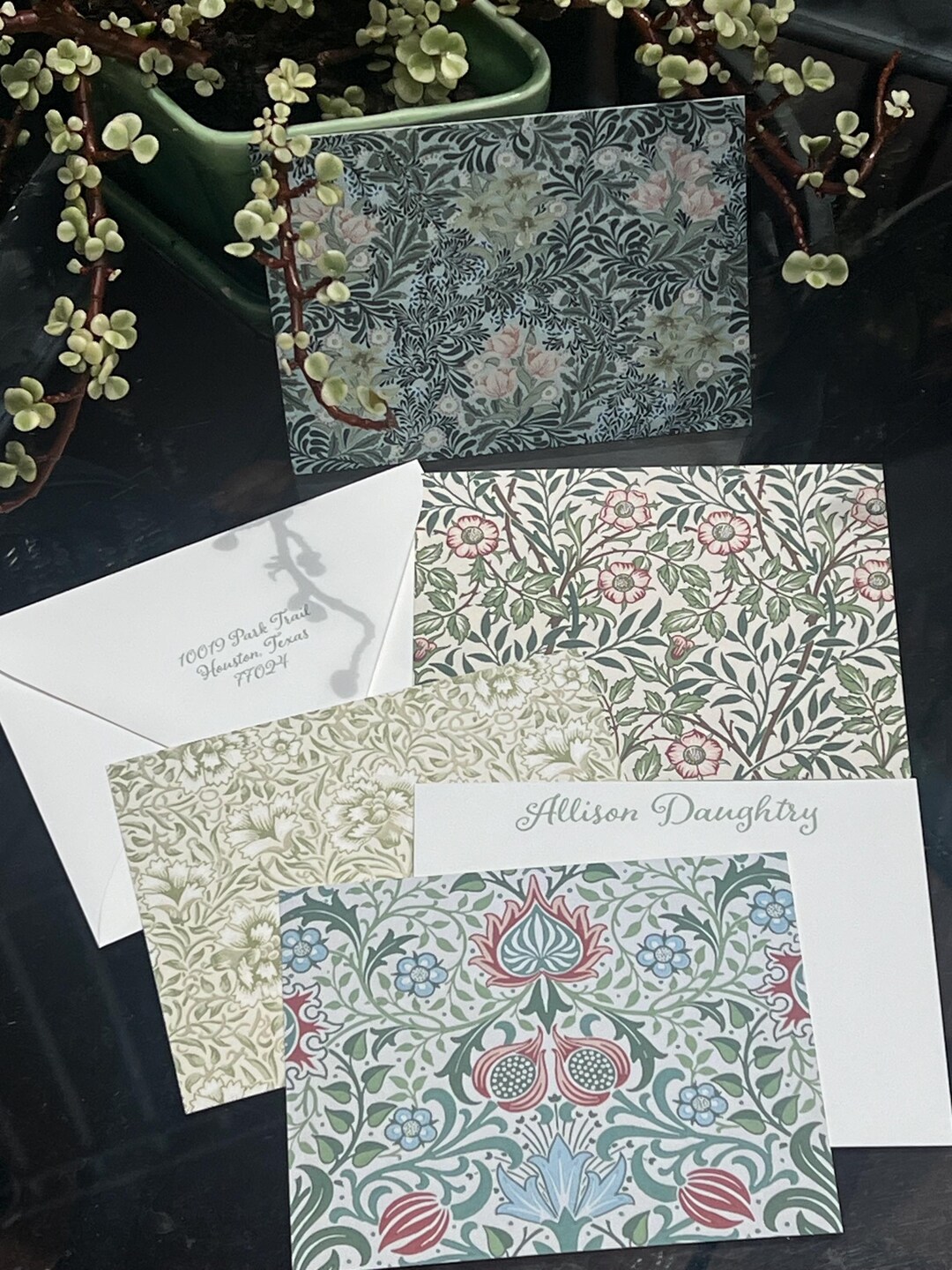 Floral Notecards: Historical Wallpaper Design, Personalized Thank You ...