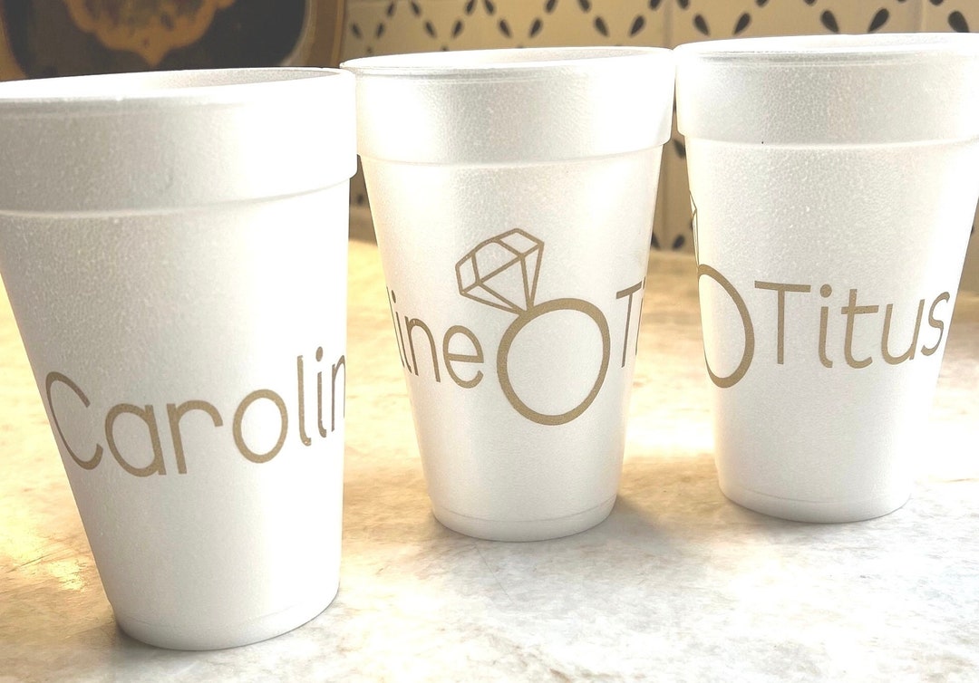 Engagement Ring Diamond Styrofoam Cups 16 Ounce Personalized With Names ...